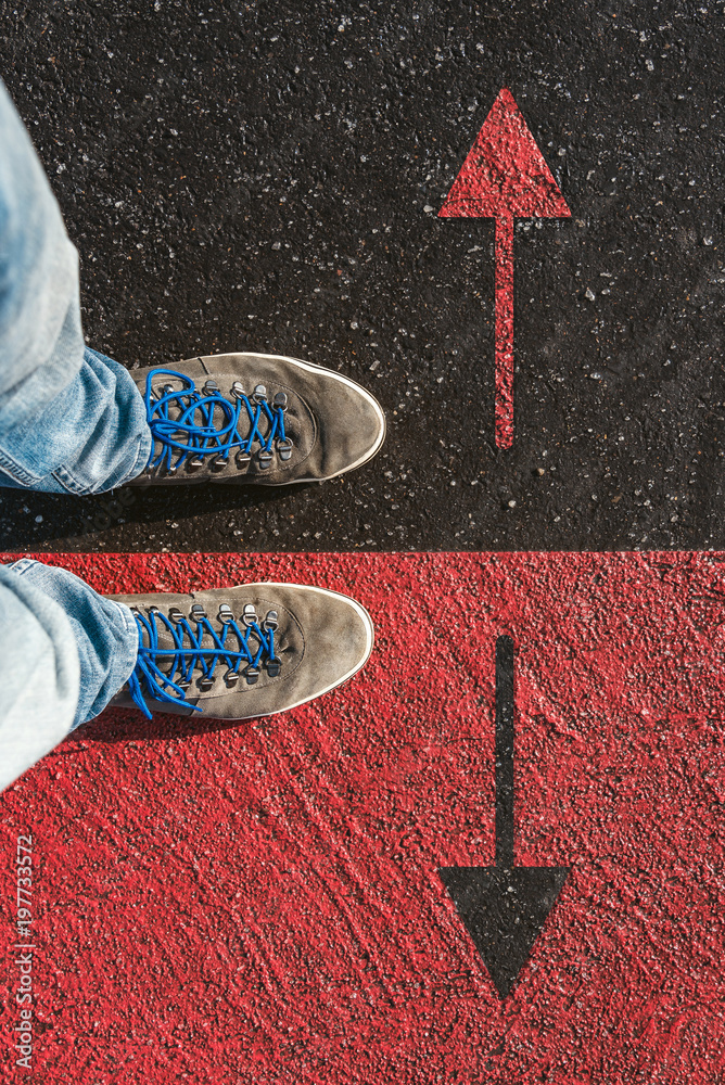 Concept of facing a crucial decision about which direction to go shown ...