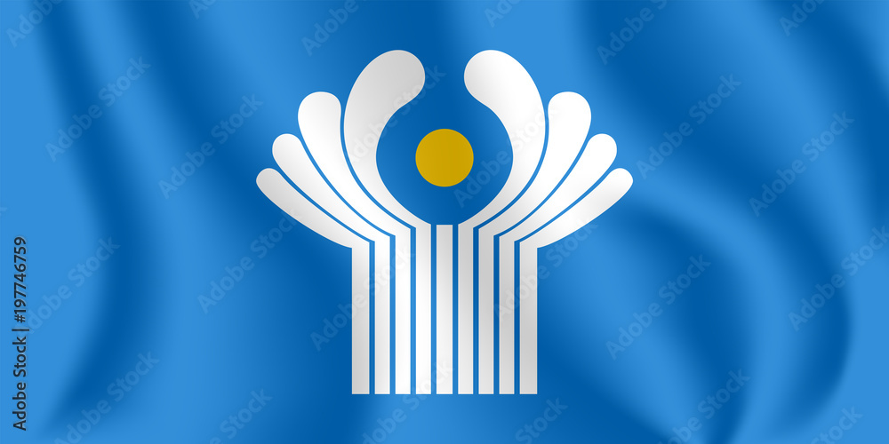Flag of the Commonwealth of Independent States. Realistic waving flag ...