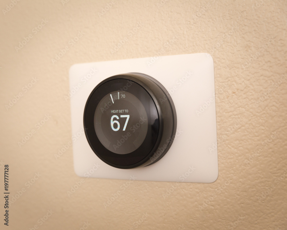 Modern Thermostat Set To 67 Degrees Stock Photo Adobe Stock