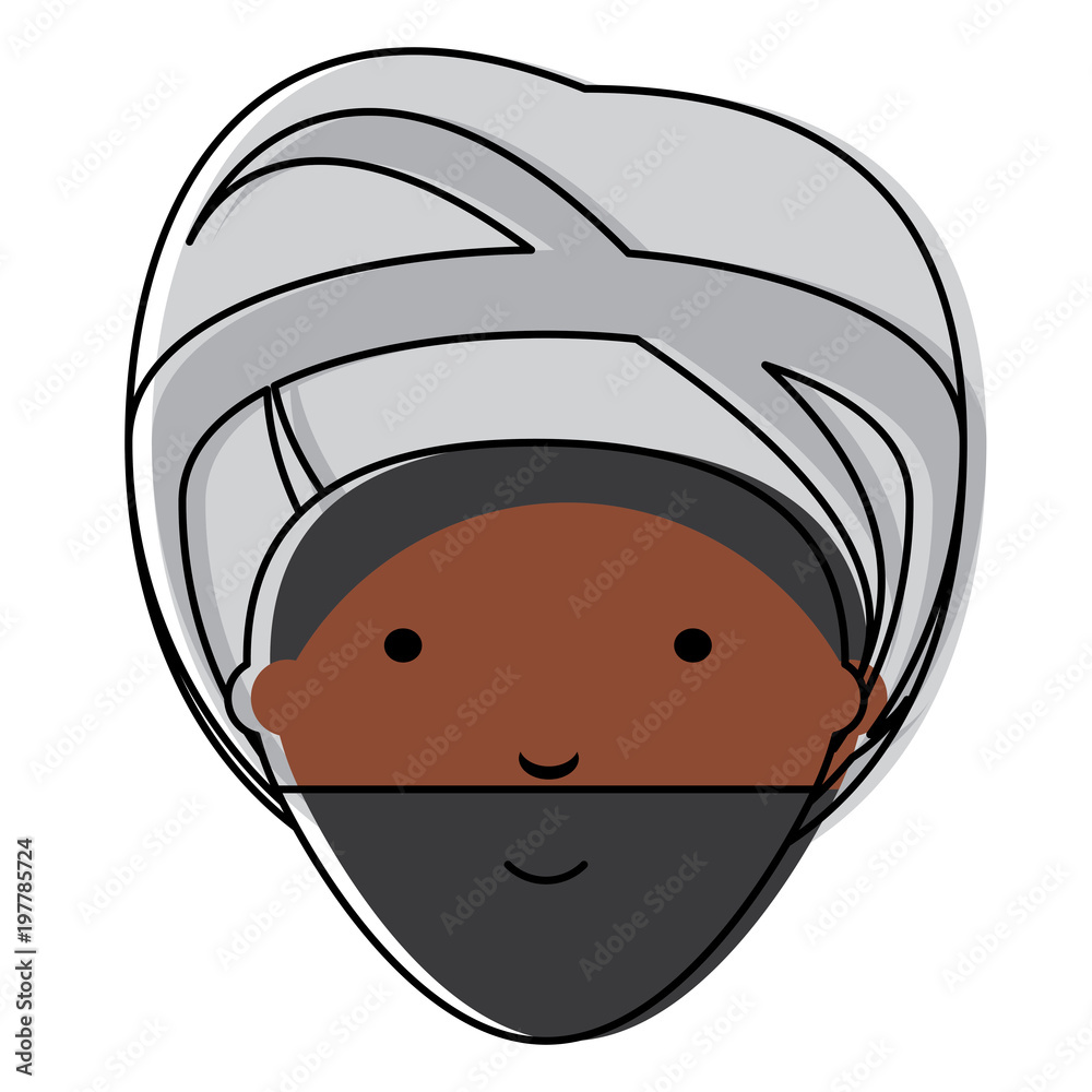 cartoon Indian man wearing a turban over white background, colorful ...