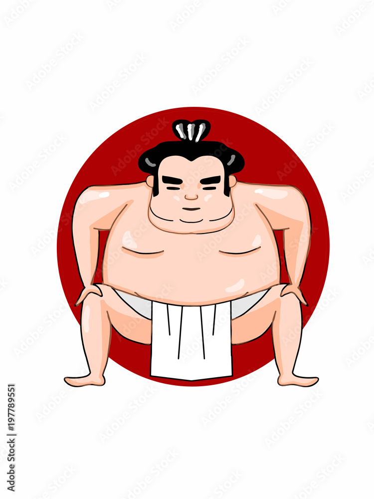 sumo wrestler cartoon illustration red background Stock Illustration ...