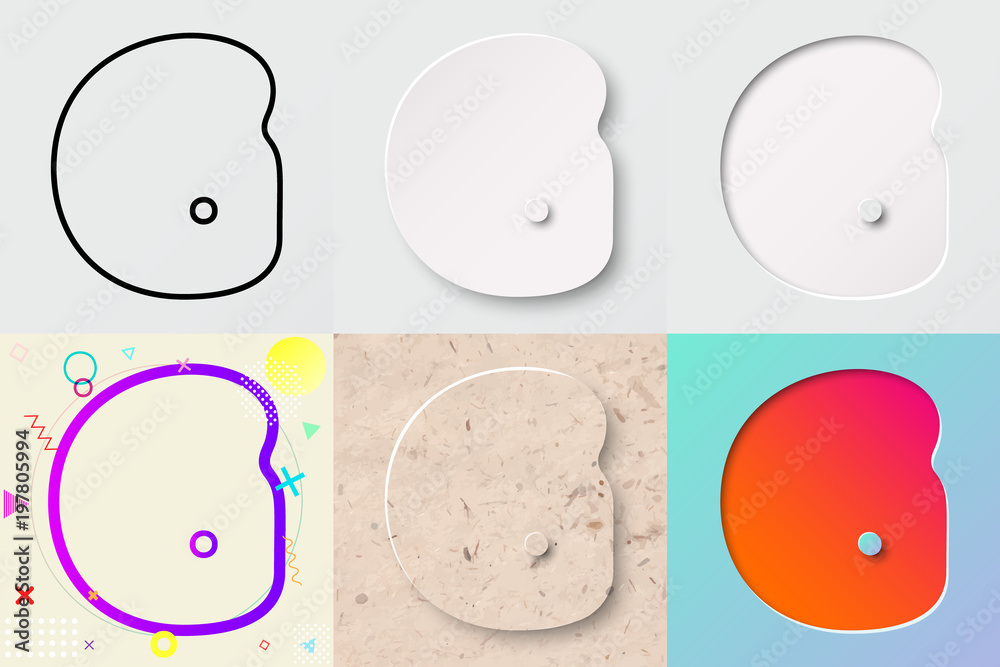vector illustration set of cute bold rounded letter g with outline, 3d ...