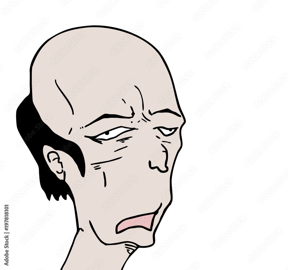 ugly bald man draw vector de Stock | Adobe Stock