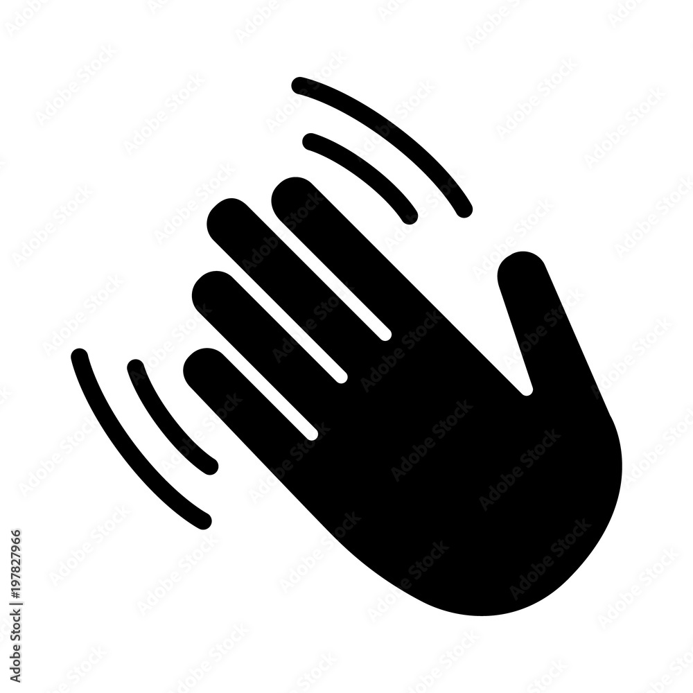 Hand wave / waving hi or hello gesture flat vector icon for apps and ...
