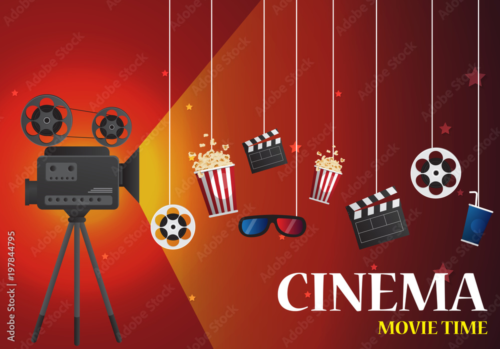 Movie cinema poster design. Vector template banner for show with seats ...