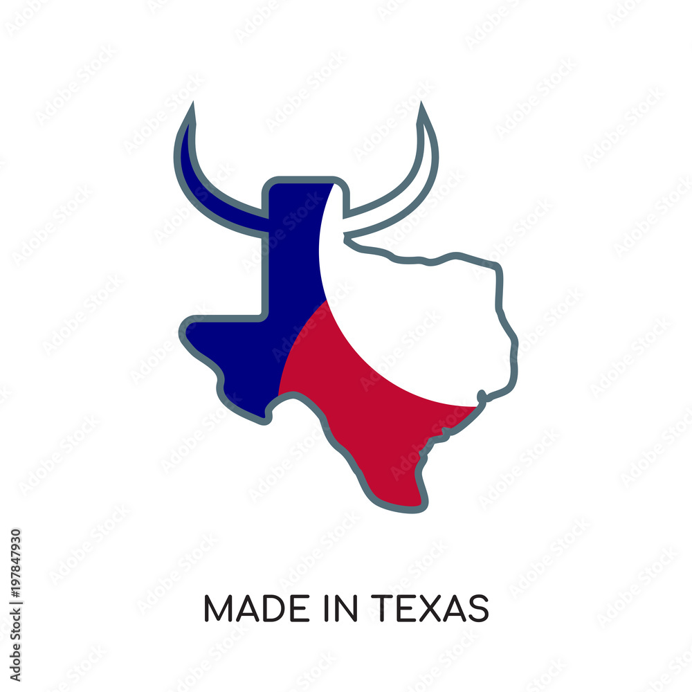 made in texas logo isolated on white background for your web, mobile ...