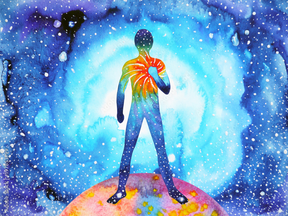 human and spirit powerful energy connect to the universe power abstract ...