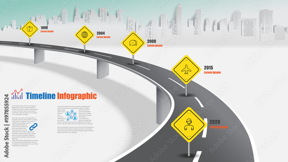Business road map timeline infographic expressway concepts designed for ...