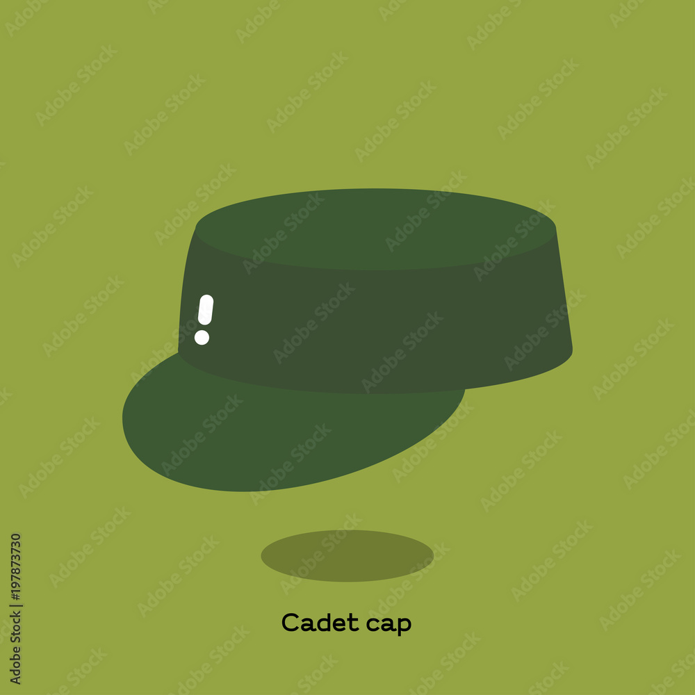 CADET CAP Green olive canvas cadet cap on light green background. It is ...