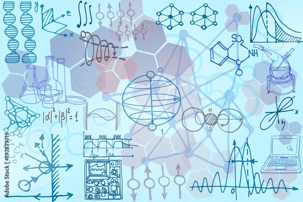 Vector pattern with sketch elements related to science or education ...