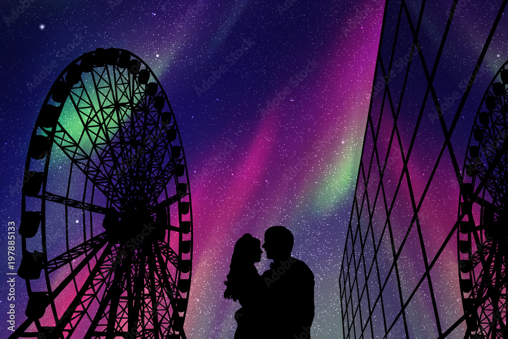 Romantic Ferris Wheels At Night