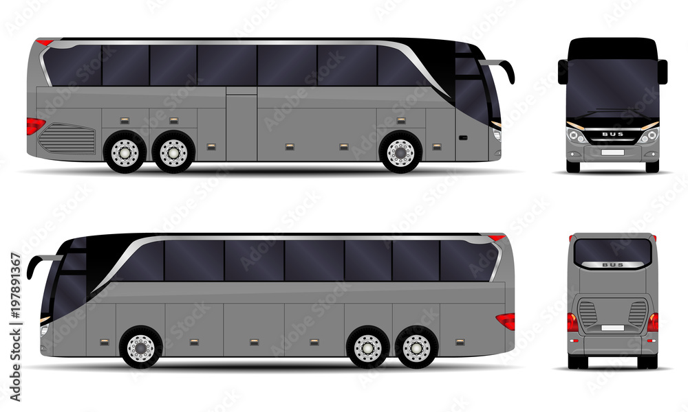 realistic bus. side view; front view; back view Stock Vector | Adobe Stock