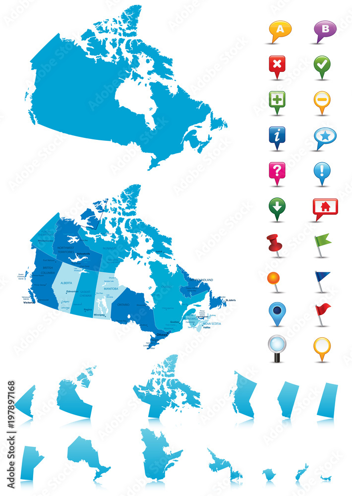 Canada - highly detailed map.All elements are separated in editable ...