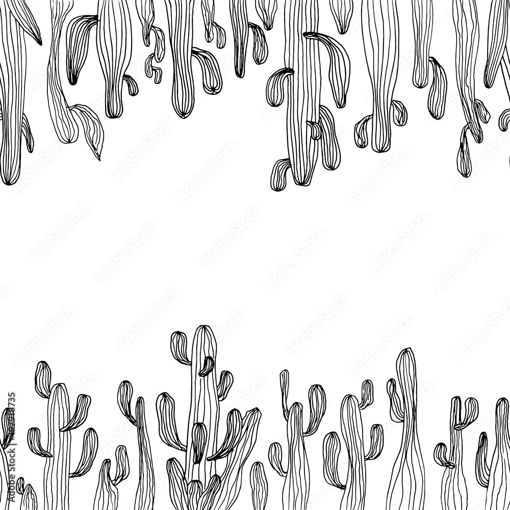 Vector illustration of seamless cactus border from saguaro cactus ...