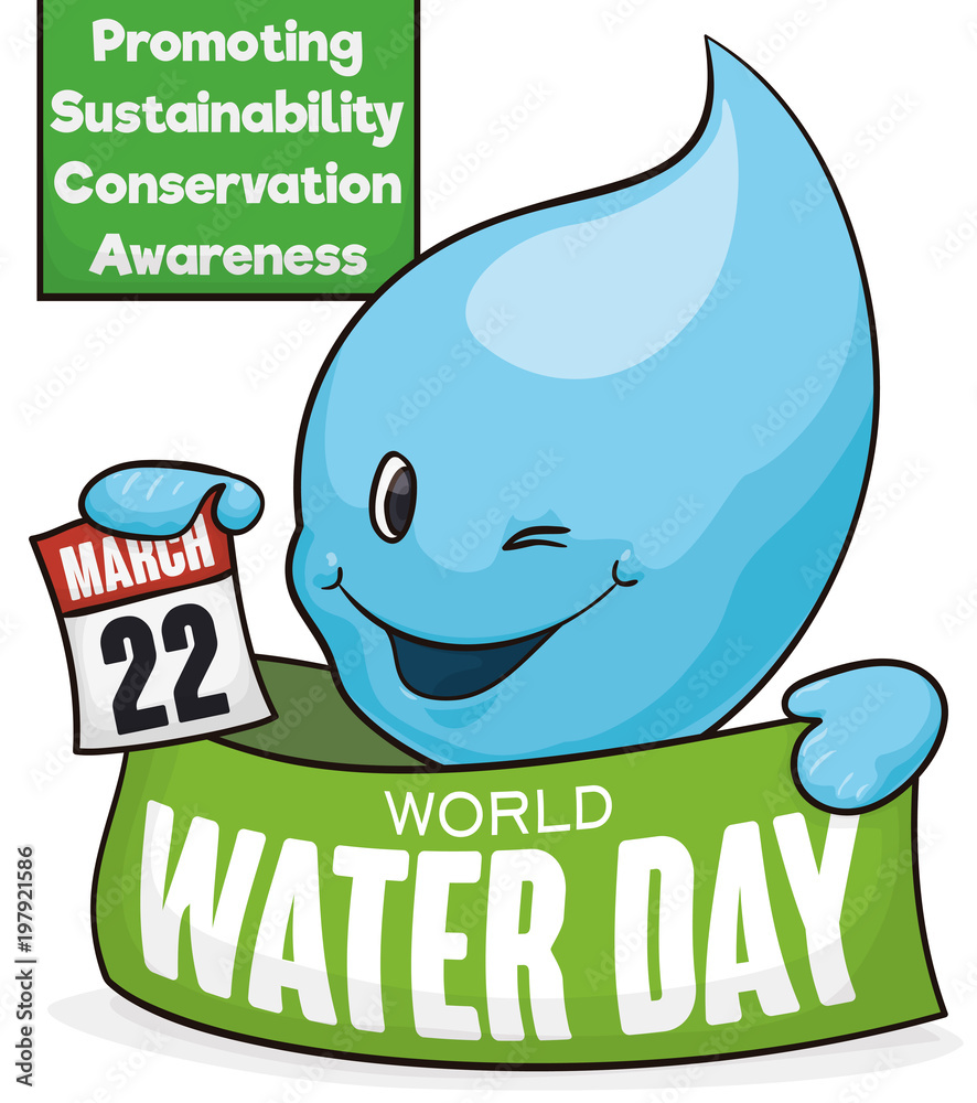 Water Drop with Calendar, Promoting Precepts for Water Day Celebration ...