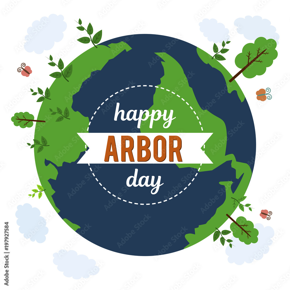 Arbor Day. Picture of a tree. Vector illustration for a holiday. Symbol ...
