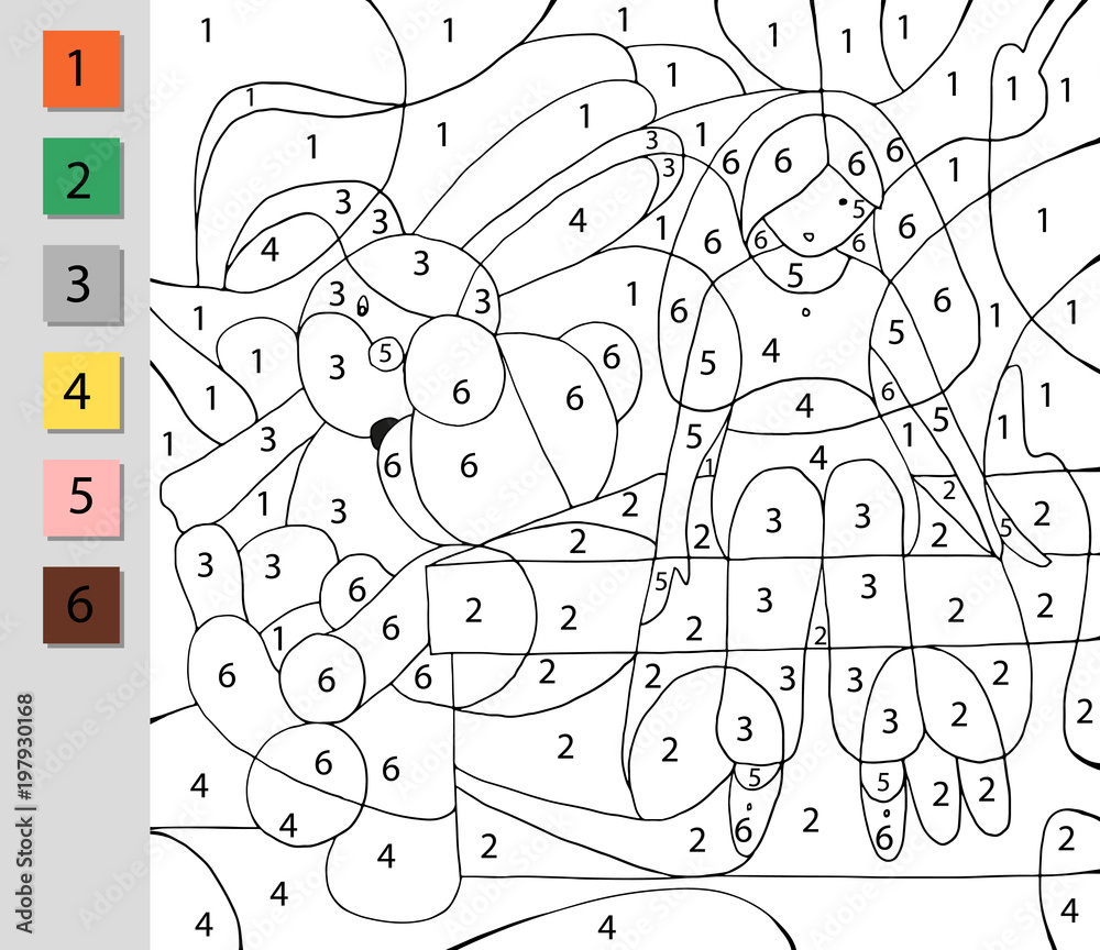 Coloring by number, education game. A challenge for junior ...