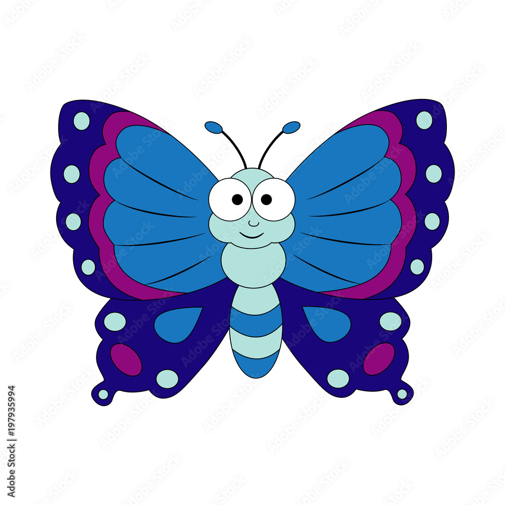 Cute cartoon butterfly. Vector illustration isolated on white ba Stock ...