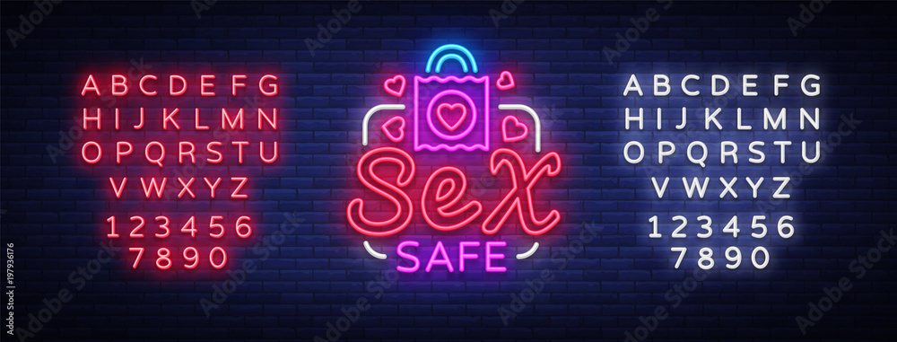 Safe Sex Design Template Safe Sex Condom Concept For Adults In Neon