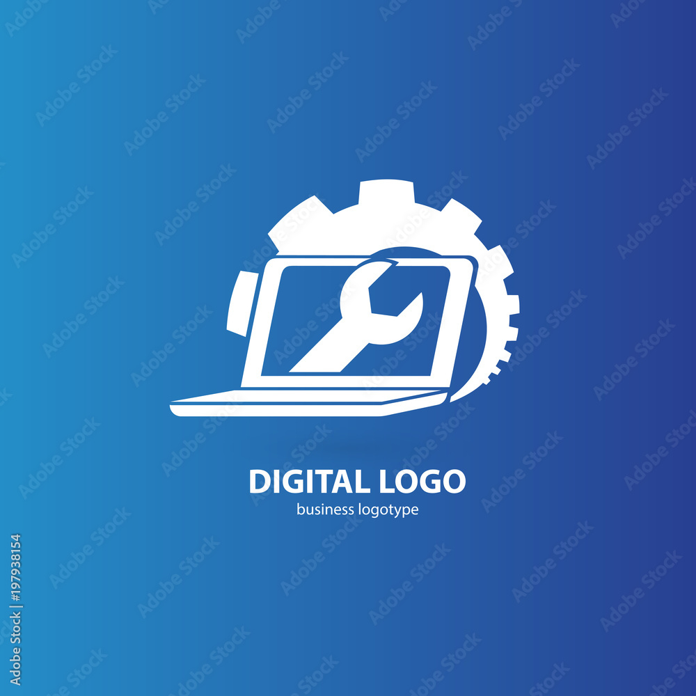 Logo design abstract computer repair vector template. Stock Vector ...