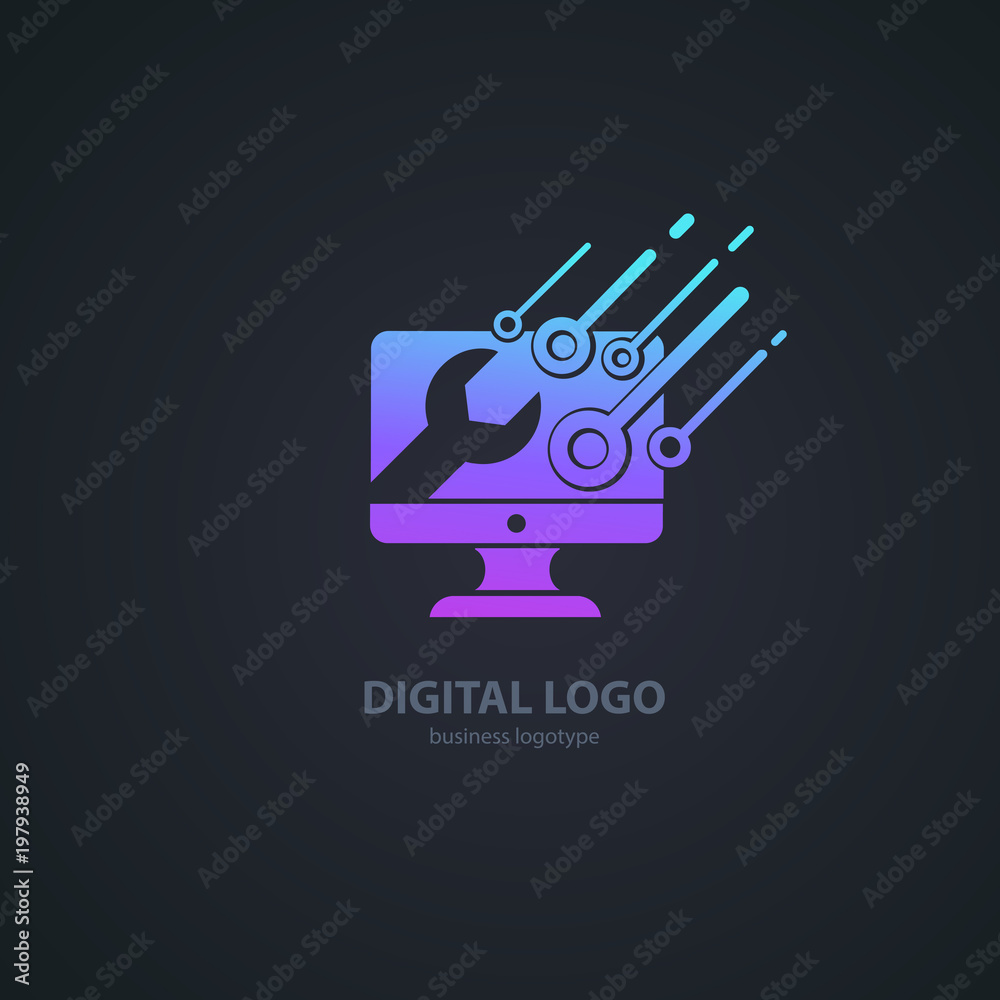 Logo design abstract computer repair vector template. Stock Vector ...