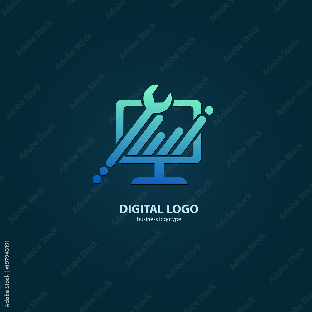Logo design abstract computer repair vector template. Stock Vector ...