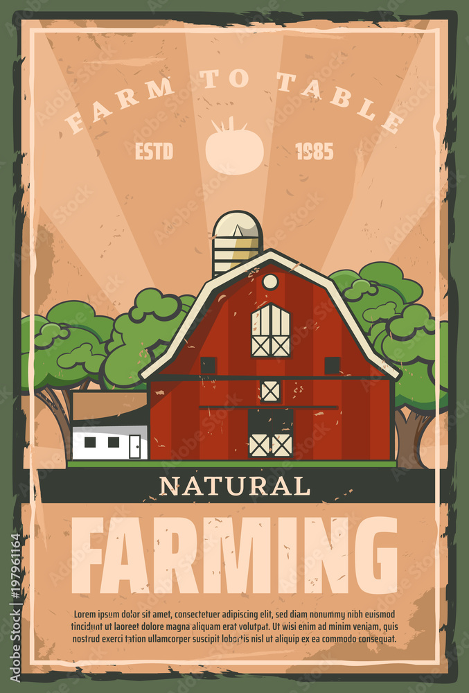 Vintage Farm Poster. Farm fresh organic products signs collection ...