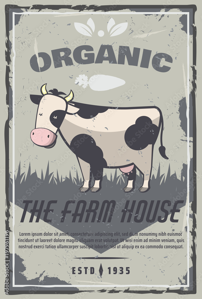 Vintage Farm Poster. Farm fresh organic products signs collection ...