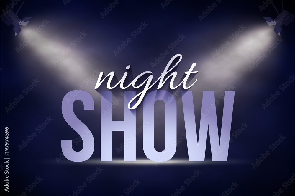 Announcement banner template. Vector Night Show text on stage ...