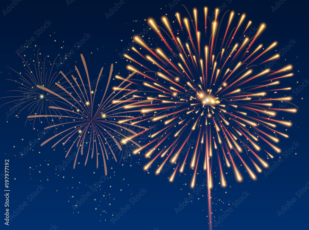 Background design with fireworks in the sky Stock Vector | Adobe Stock