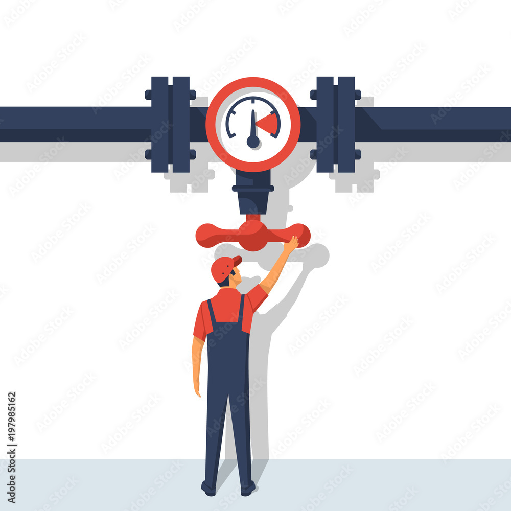 Flow control. Vector illustration flat design. Isolated on white ...