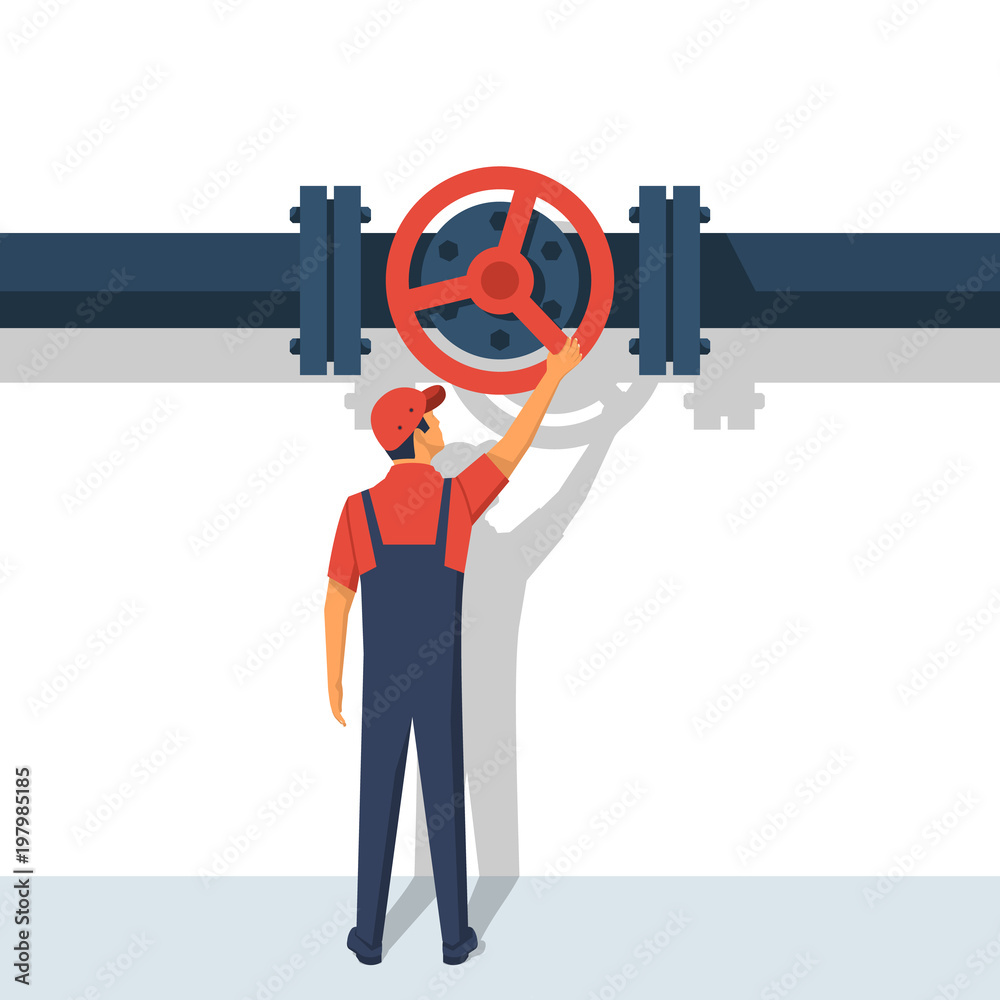 Flow control. Vector illustration flat design. Isolated on white ...