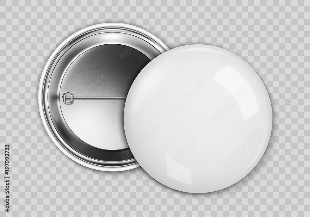 Blank white badge, vector realistic illustration isolated on ...