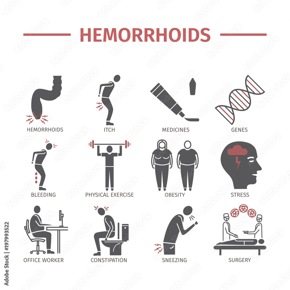 Hemorrhoids Icon Infographics Vector Signs For Web Graphics Stock