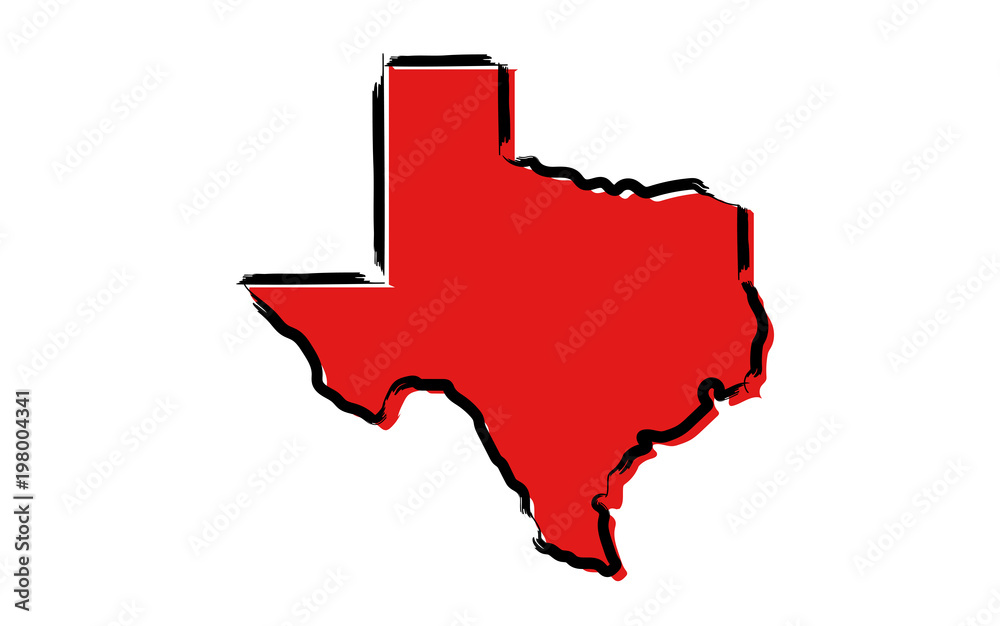 Stylized red sketch map of Texas Stock Vector | Adobe Stock