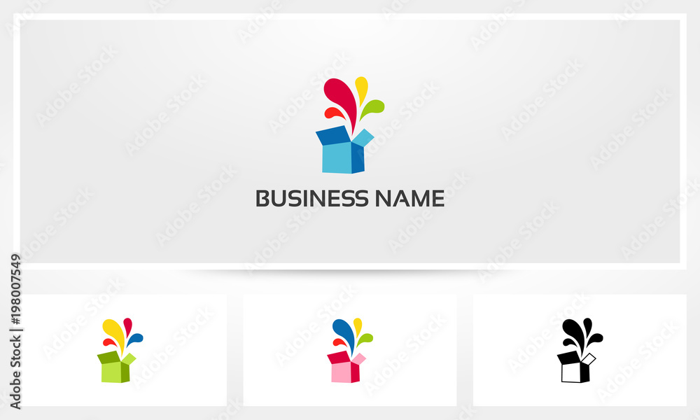 Colorful Box Surprise Logo Stock Vector | Adobe Stock
