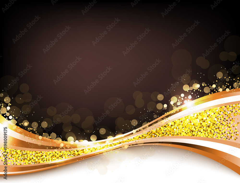 Gold abstract elegant background with lines and flash lights, gold ...