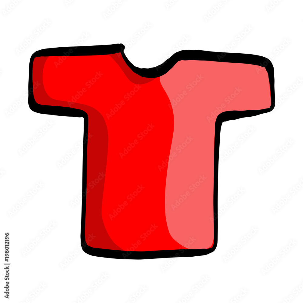 red t-shirt vector illustration sketch hand drawn with black lines ...