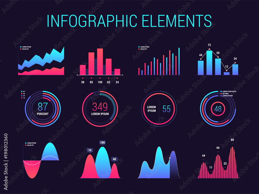 Infographic charts and diagrams Stock Vector | Adobe Stock