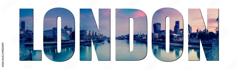 London letters isolated on white, with image. Stock Photo | Adobe Stock