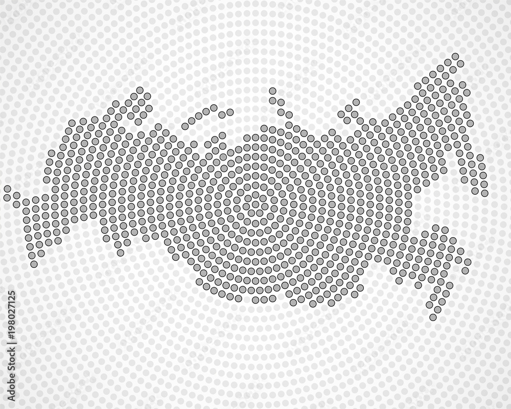 Abstract Russia map of radial dots, halftone concept. Vector Stock ...