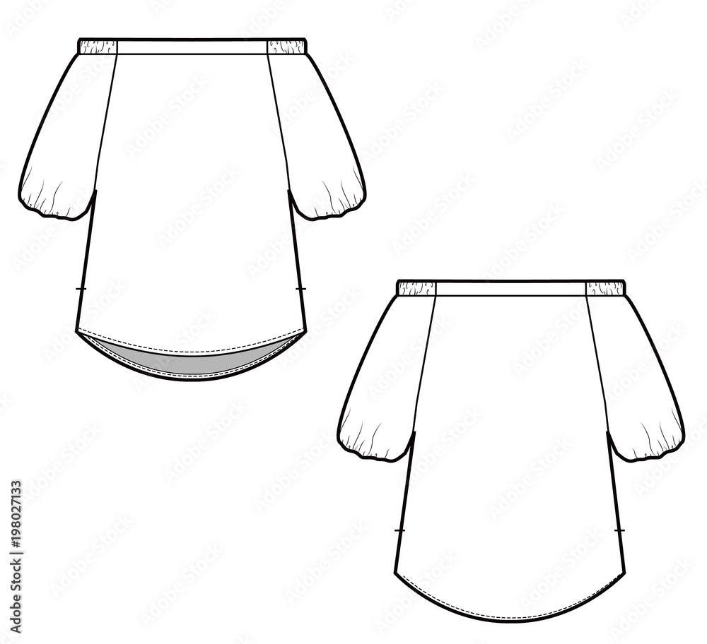 Blouse fashion flat technical drawing template Stock Vector | Adobe Stock