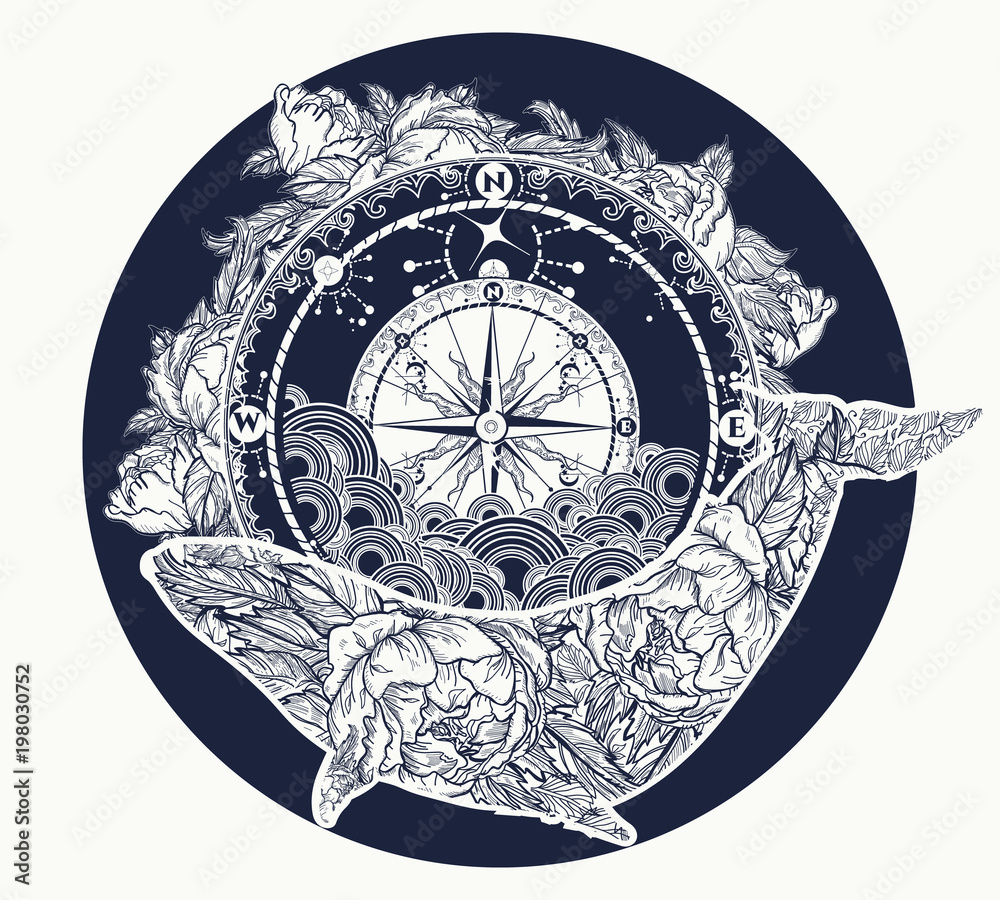 Antique Compass Tattoo Designs