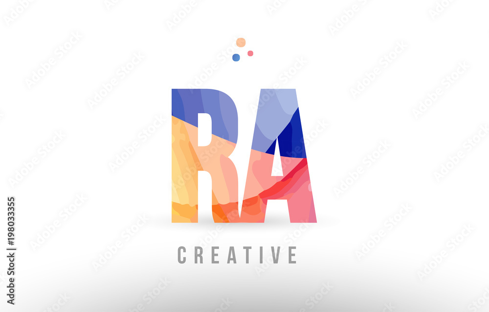 orange blue alphabet letter ra r a logo icon design with dots Stock ...
