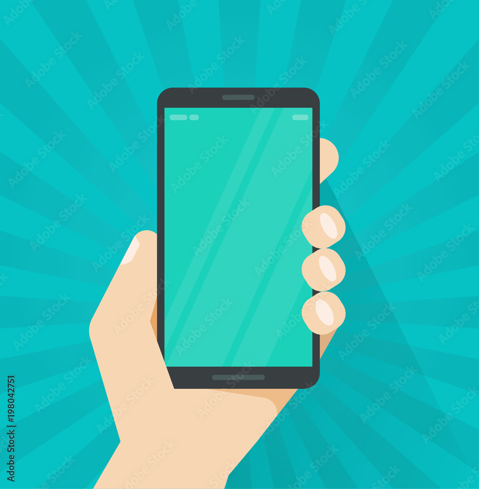 Hand with mobile phone vector illustration, flat cartoon person hand ... Hand with mobile phone vector illustration, flat cartoon person hand ...