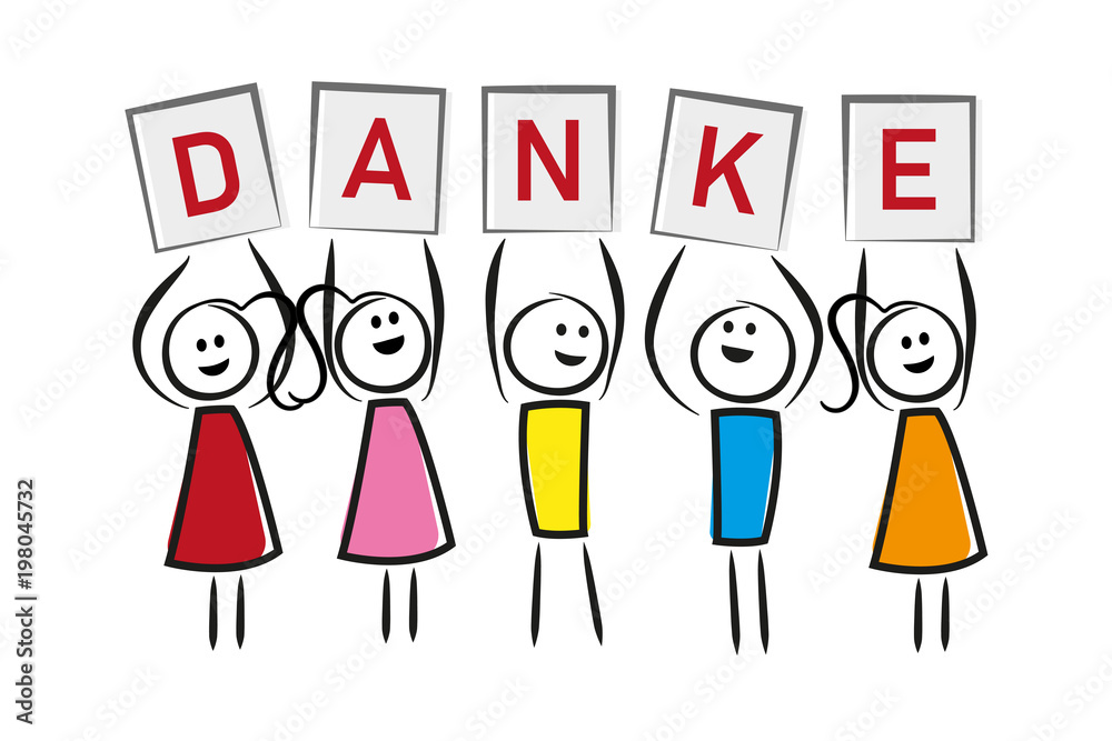 Strichmännchen mit Schildern - Danke Stock Vector | Adobe Stock