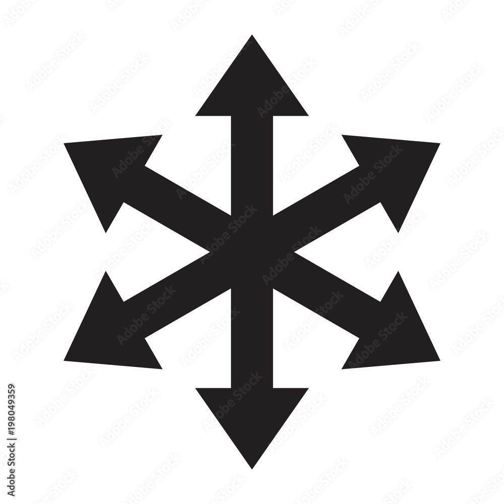 Multiple arrow direction icon. Vector six way arrow option symbol or ...