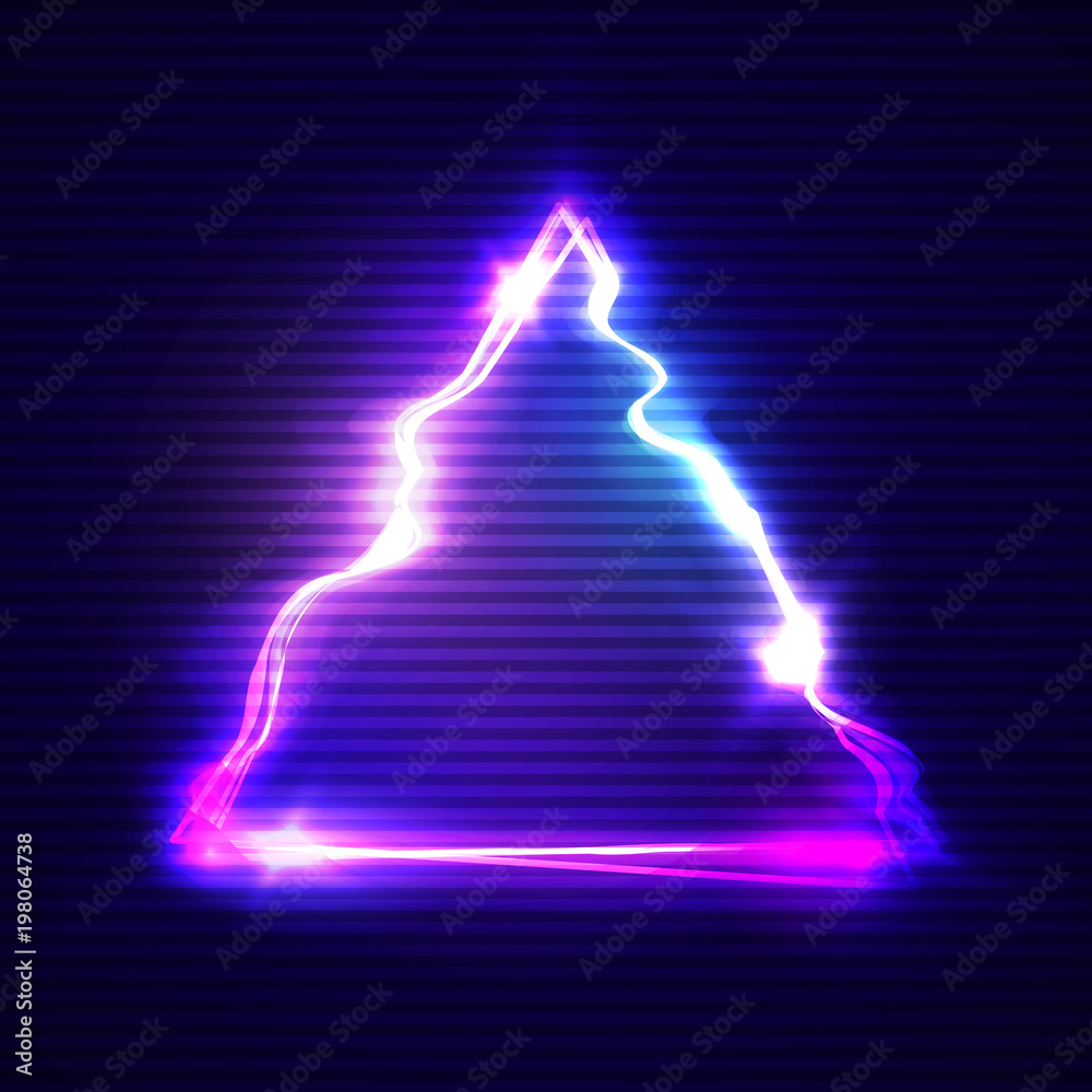 Glitch art with neon triangle glitched frame design. Distorted modern ...
