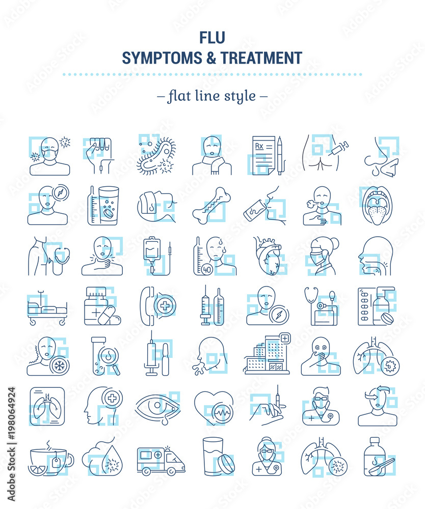 Vector graphic set. Icons in flat, contour, outline thin and linear ...