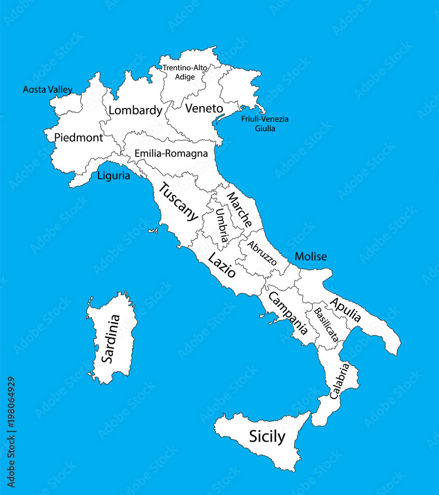 Editable blank vector map of Italy. Vector map of Italy isolated on ...